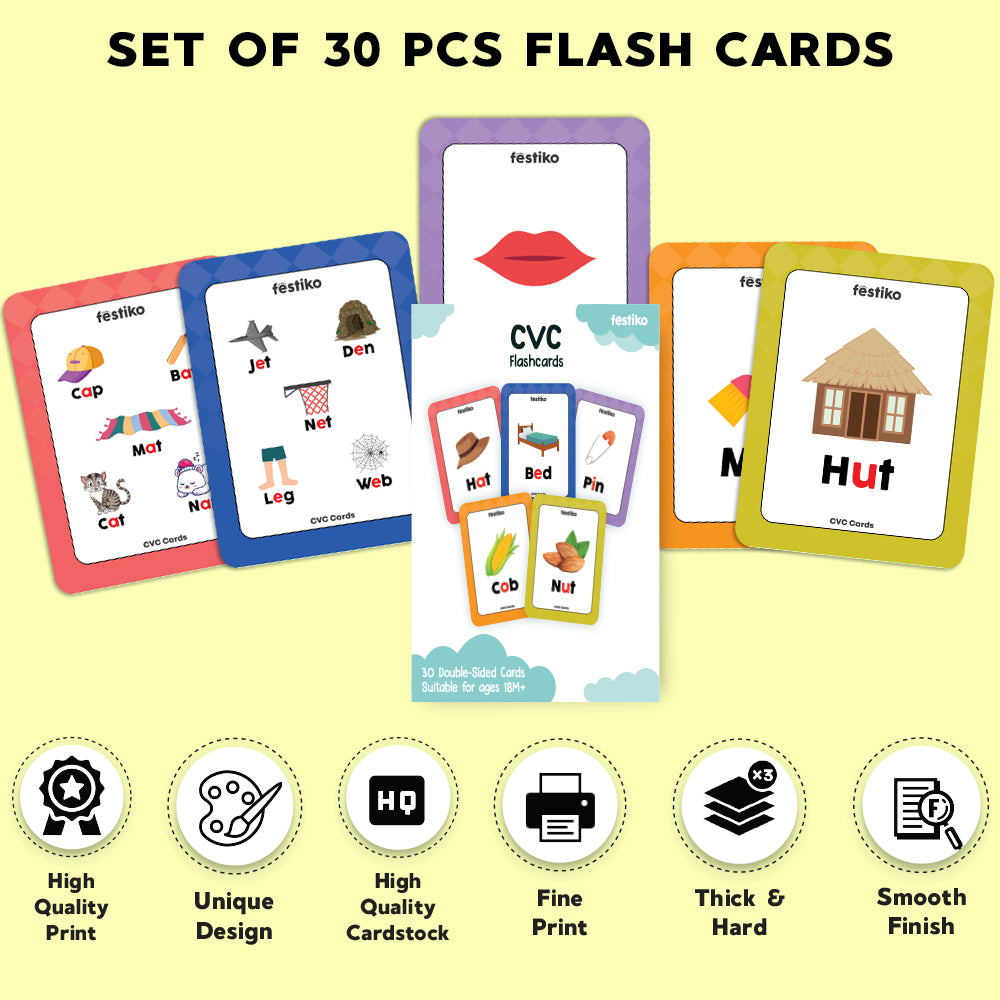 Consonant Vowel Consonant (CVC) Flashcards – Festiko